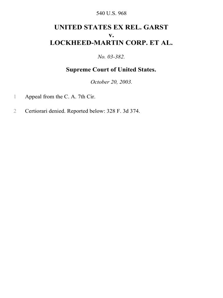Garst v. Lockheed-Martin Supreme Court Case | PDF