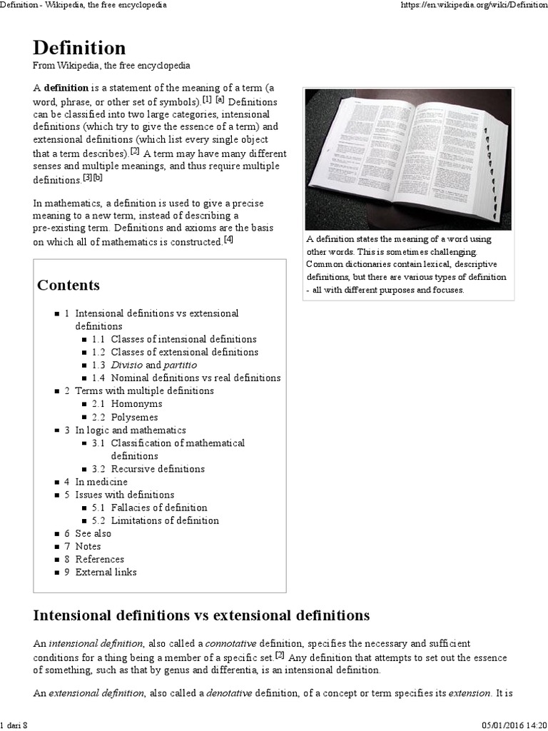 Definition - Wikipedia, The Free Encyclopedia | PDF | Definition ...
