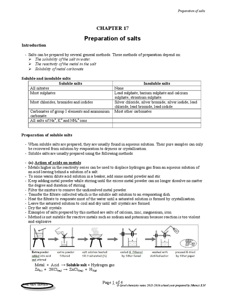 Activity 17 (Preparation of Salts) | PDF | Solubility | Salt (Chemistry)