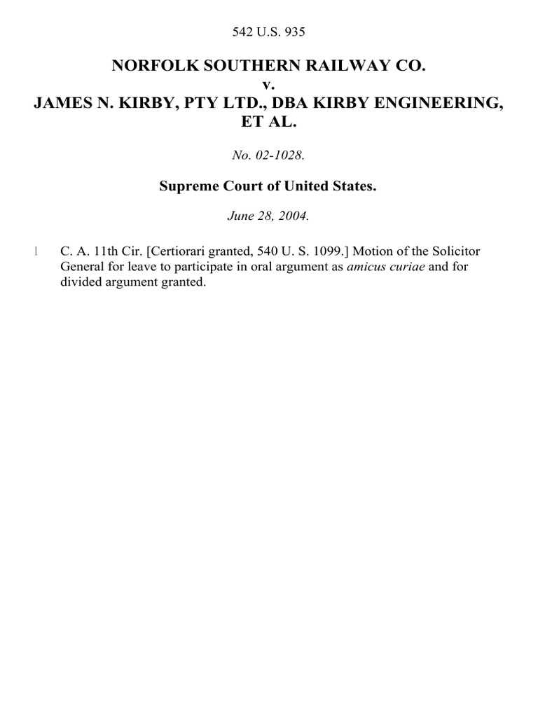 Norfolk Southern Railway Co. v. James N. Kirby, Pty LTD., Dba Kirby ...