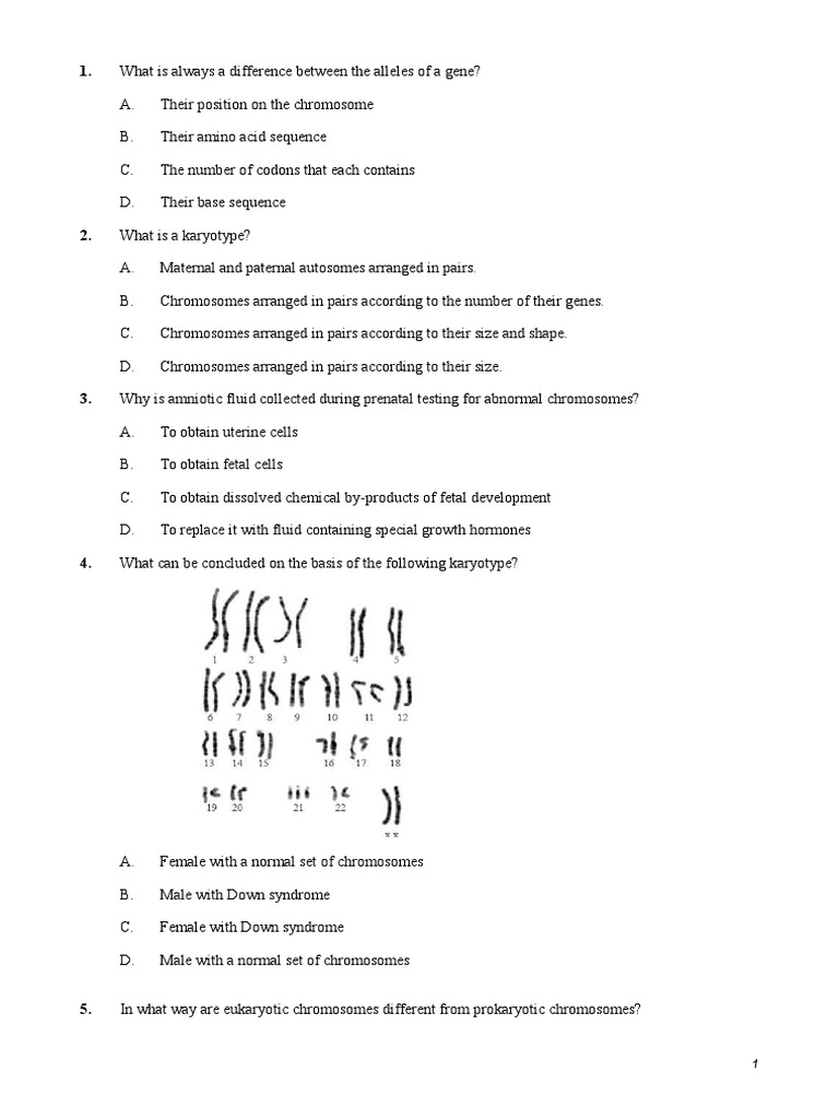 Genetic Concepts and Inheritance Quiz | PDF | Chromosome | Dominance ...