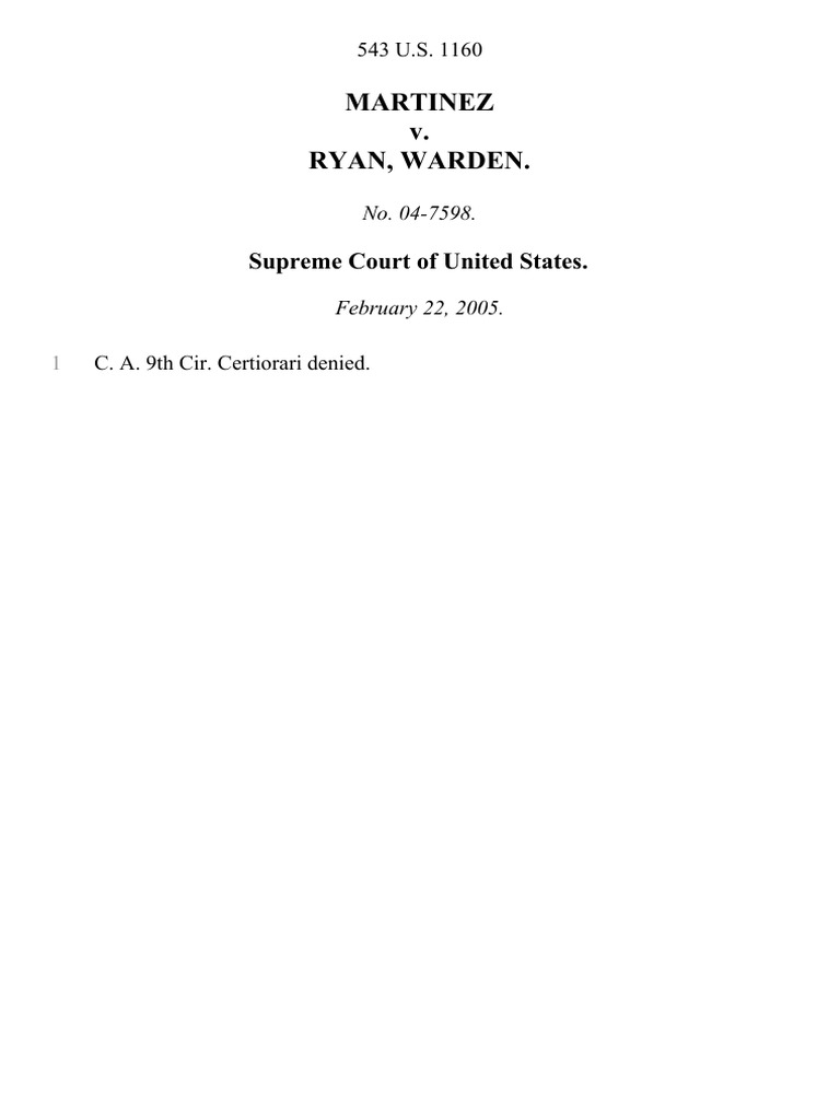 Martinez v. Ryan, Warden, 543 U.S. 1160 (2005) | PDF