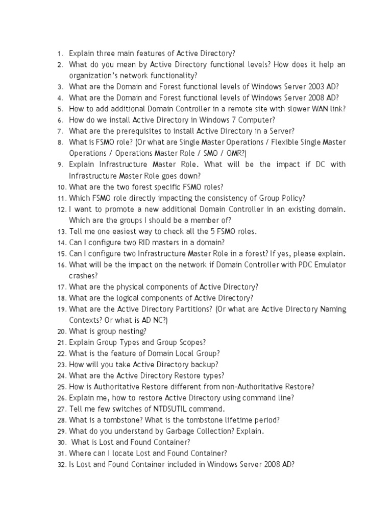 Explain Three Main Features of Active Directory | PDF | Active Directory | Windows 2000