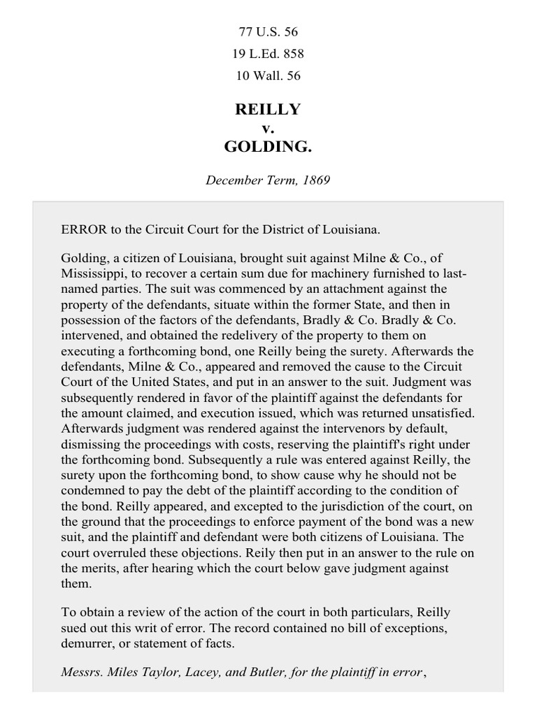 Reilly v. Golding, 77 U.S. 56 (1870) | PDF | Virginia Circuit Court ...