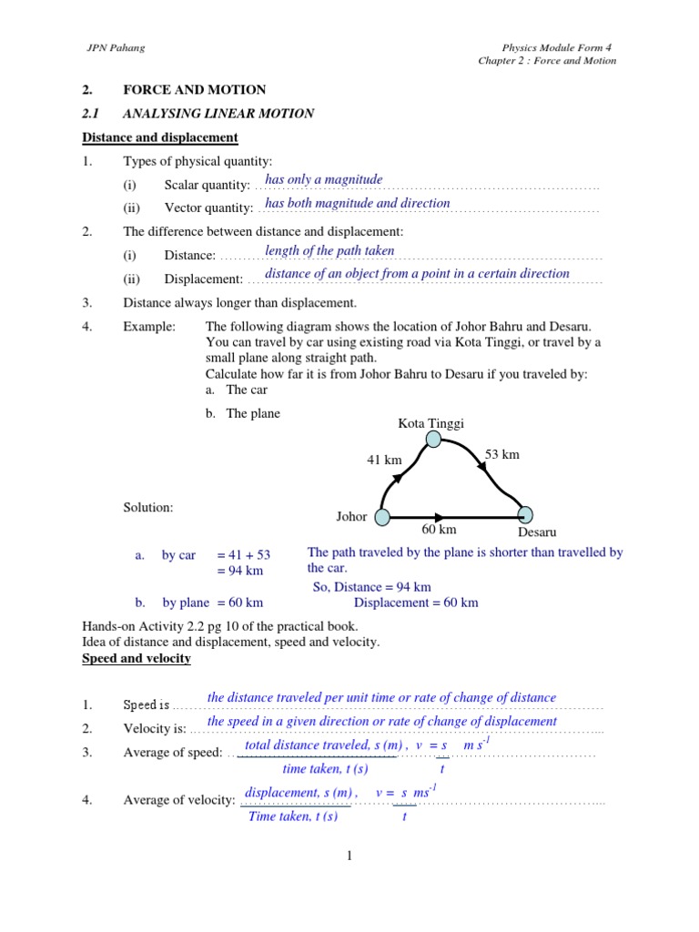 Chapter 2 Force and Motion TEACHER's GUIDE | PDF | Acceleration | Speed