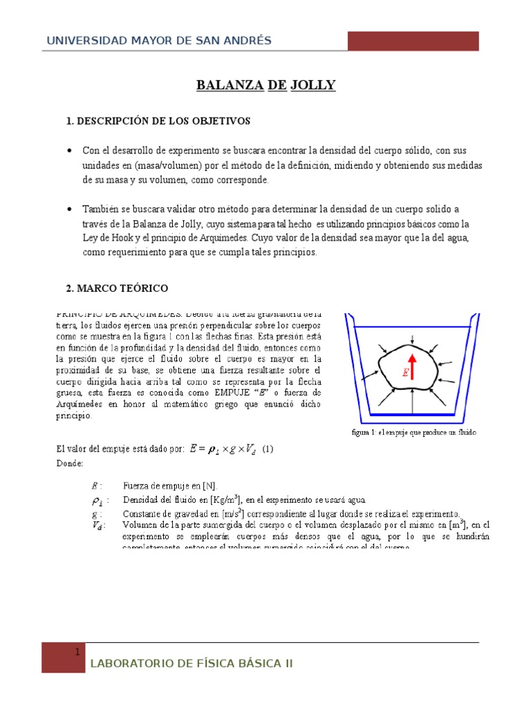 Informe Balanza de Jolly | PDF | Densidad | Masa