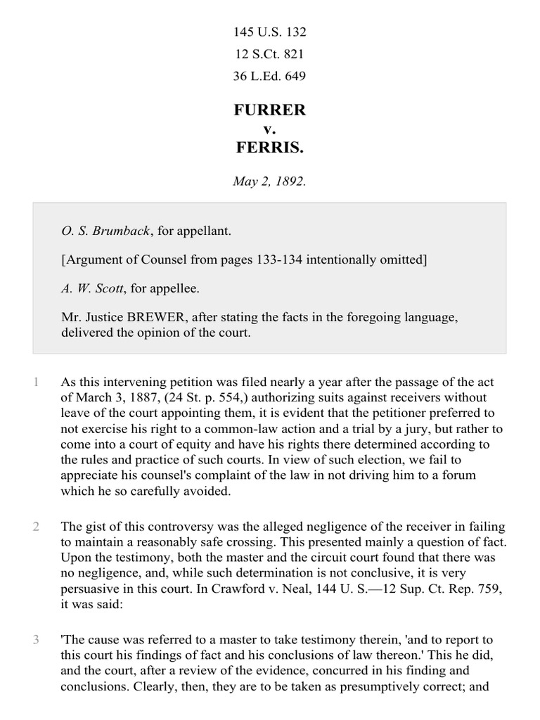 Furrer v. Ferris | PDF | Precedent | Supreme Court Of The United States