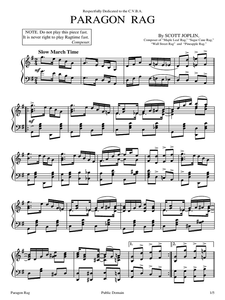 Paragon Rag - Scott Joplin - Sheet Music | PDF