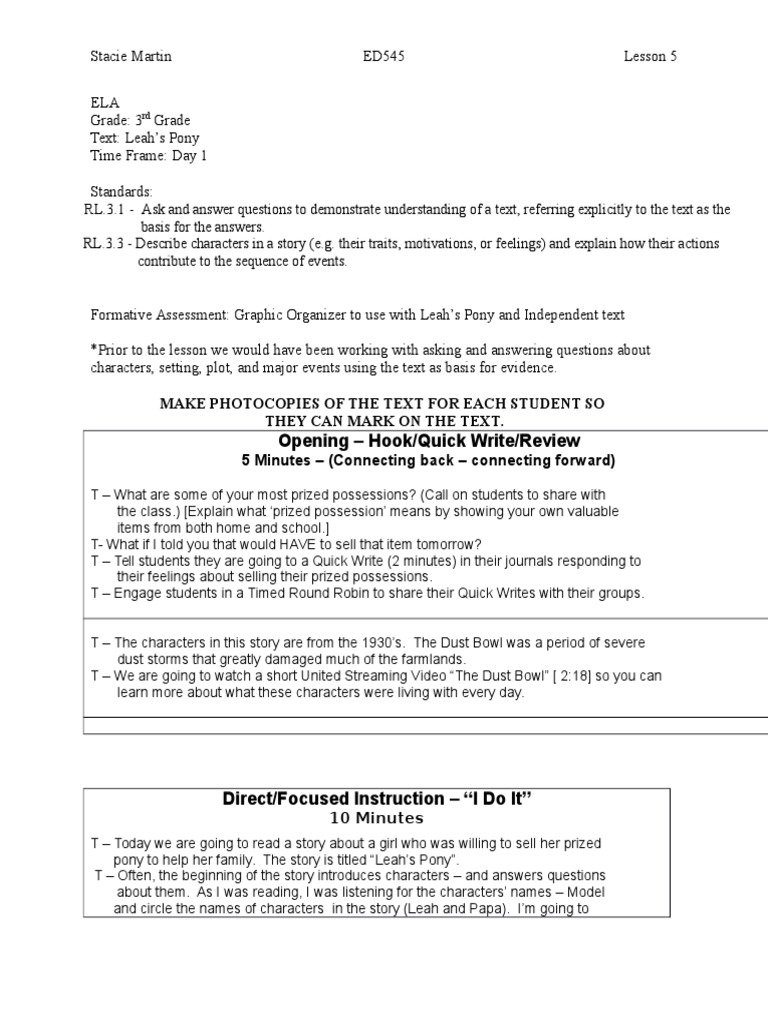 Lesson 5 - Leah's Pony | PDF | Motivation | Motivational