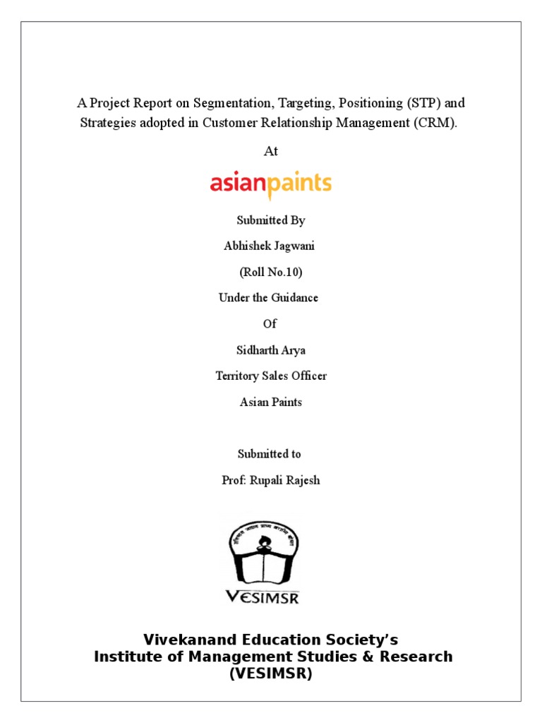Asian Paints Project | PDF | Customer Relationship Management | Sap Se