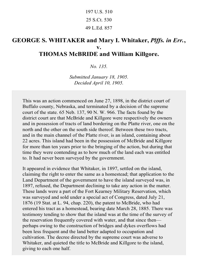 Whitaker v. McBride, 197 U.S. 510 (1905) | PDF | Glossary Of Patent Law ...