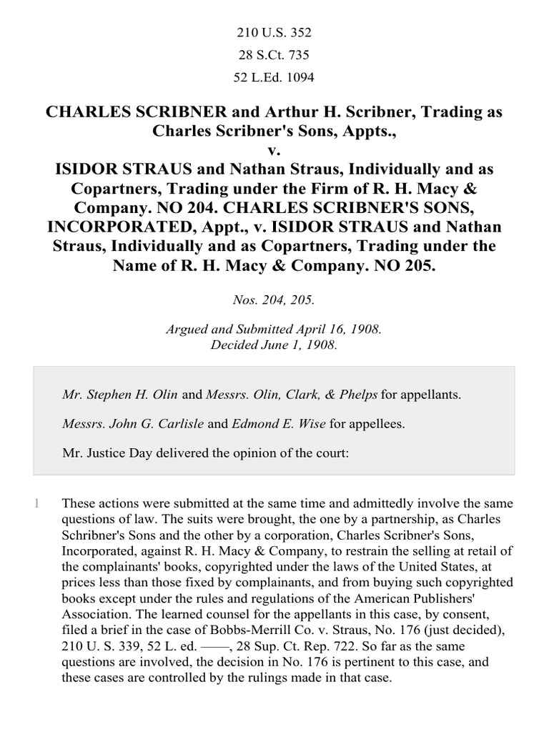 Scribner v. Macy: Copyright Pricing Dispute | PDF | Wisconsin Circuit ...