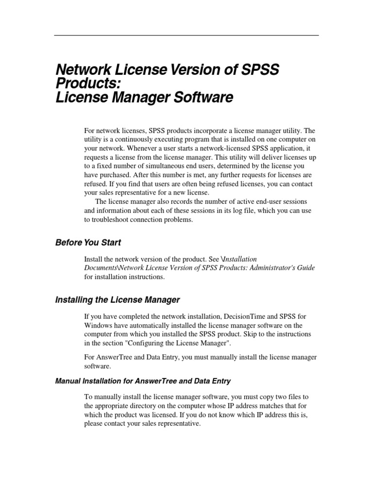 SPSS v11.5 Network License Version License Manager Software | Download Free PDF | Installation ...