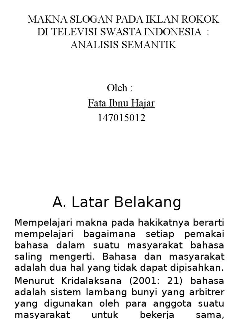 Makna Slogan Pada Iklan Rokok Di Televisi Swasta | PDF | Sains & Matematika