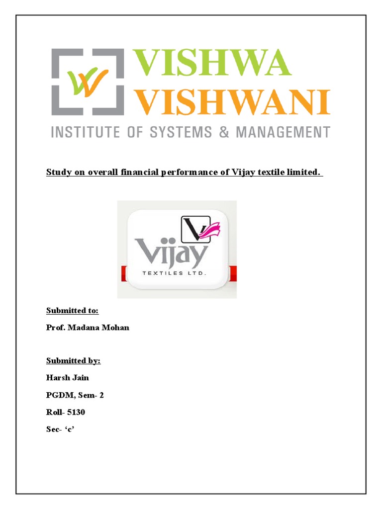 Financial Performance of Vijay Textile Limited | PDF | Balance Sheet | Working Capital