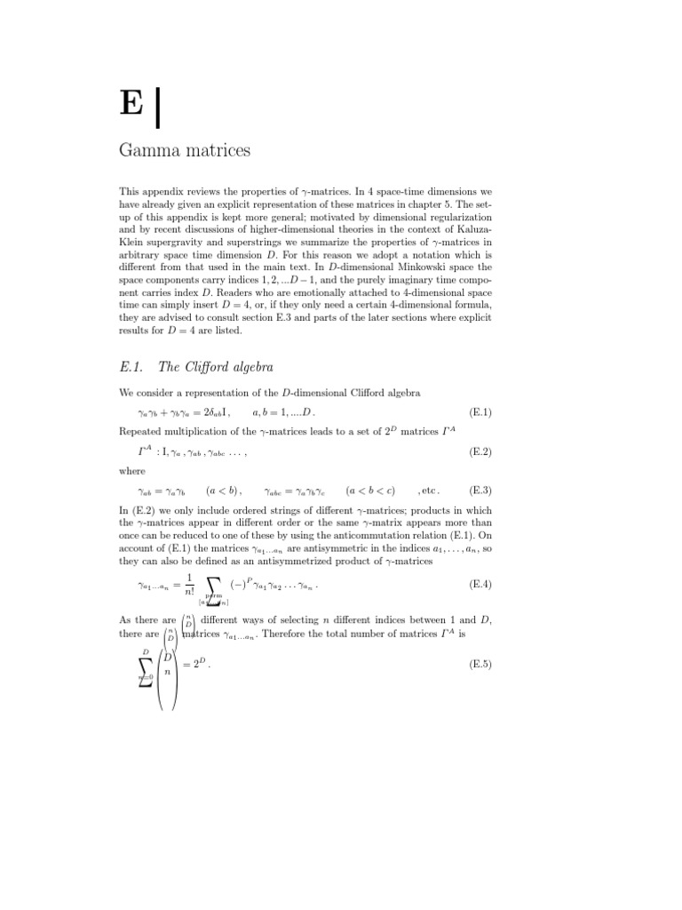 Gamma matrices | Matrix (Mathematics) | Group Representation