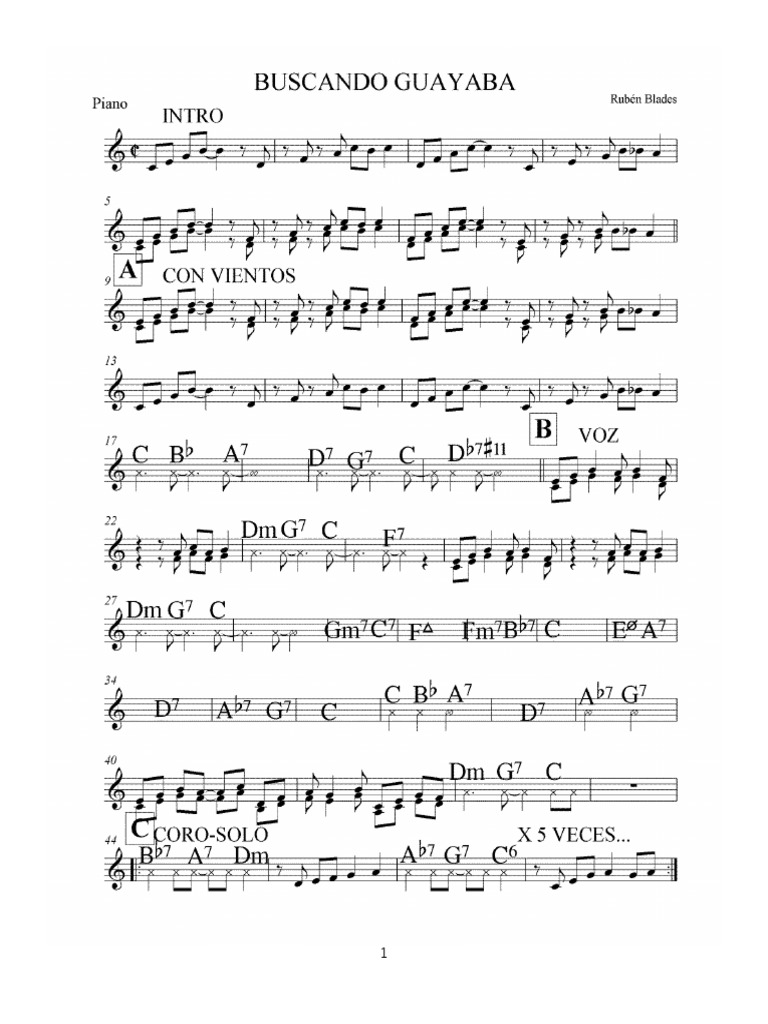 Partituras de Piano Varias Salsa | PDF