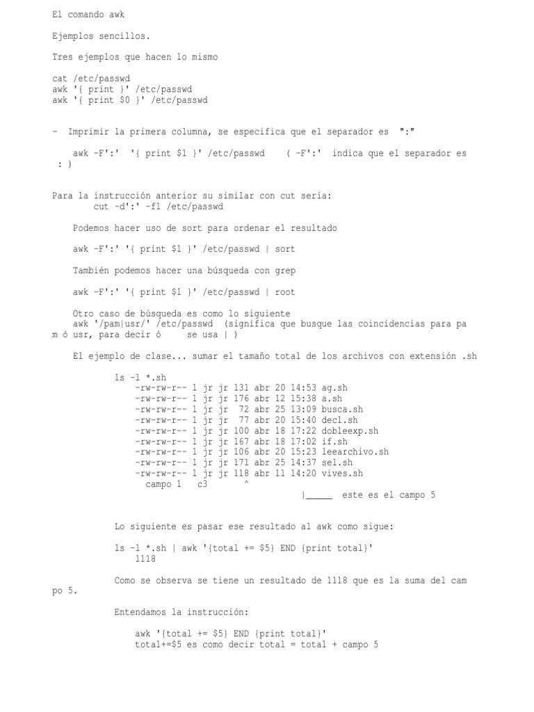 Comandos Awk: Ejemplos y Aplicaciones | PDF | Archivo de computadora | Zip (formato de archivo)
