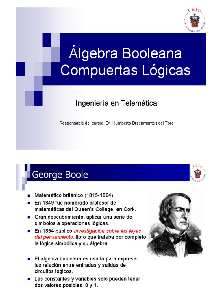 Algebra Booleana y Compuertas Lógicas, AND, OR, NOT | PDF | Puerta lógica | Lógica matemática