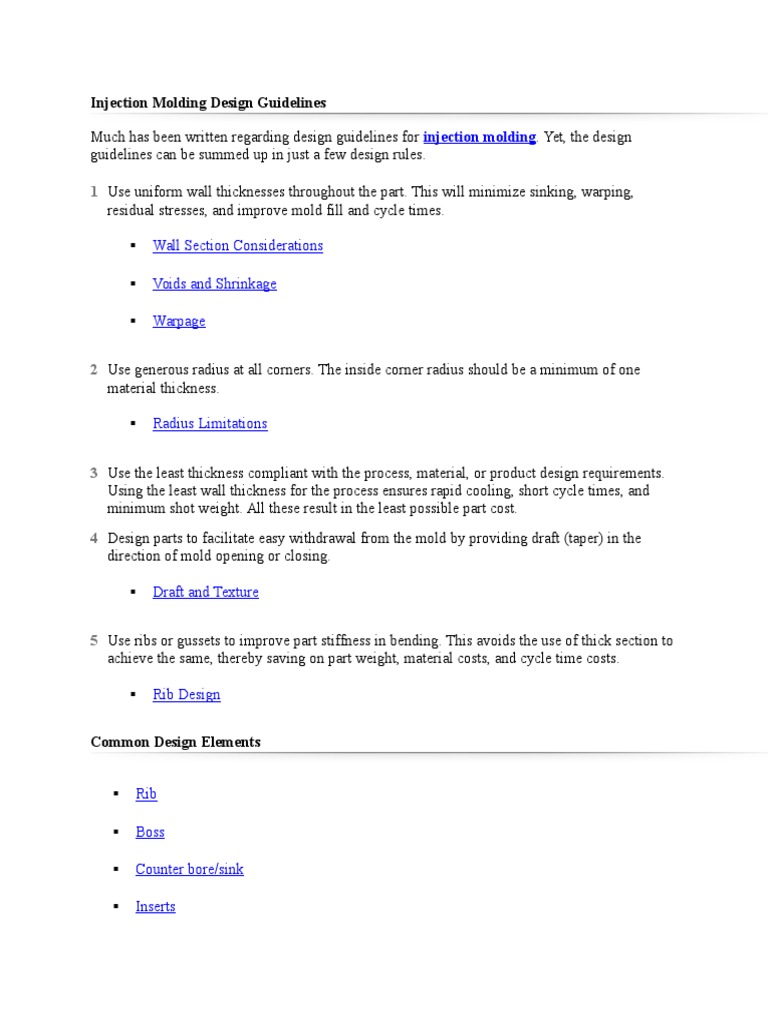 Injection Molding Design Guidelines | PDF