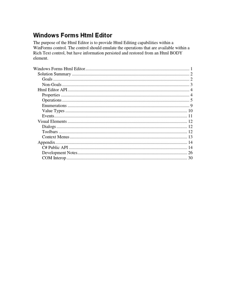 WinForms HTML Editor Guide | PDF | Html Element | Html