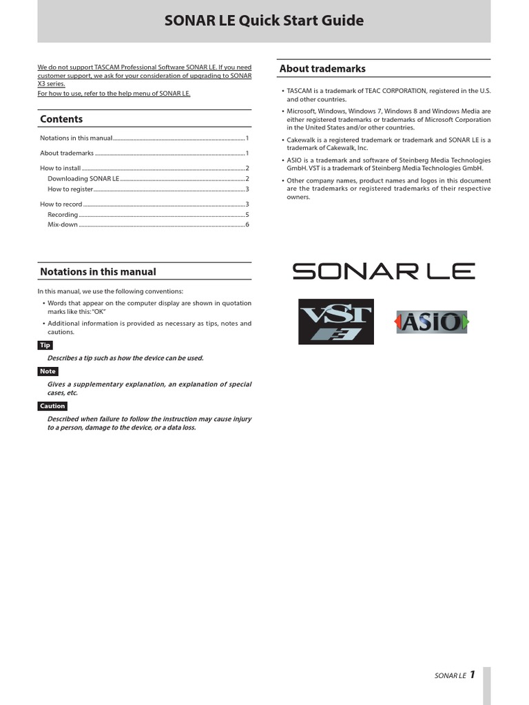 A Quick Introduction to Recording and Mixing with SONAR LE | PDF ...