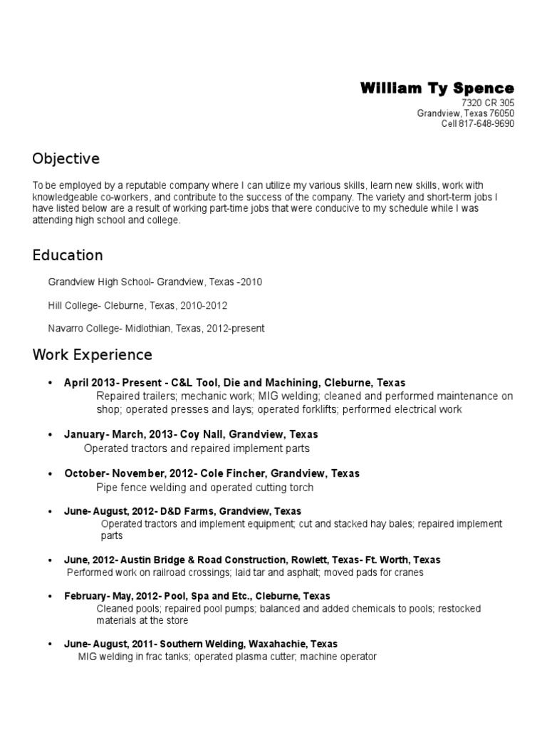 William Ty Spence Resume Summary | PDF | Career & Growth | Finance & Money Management