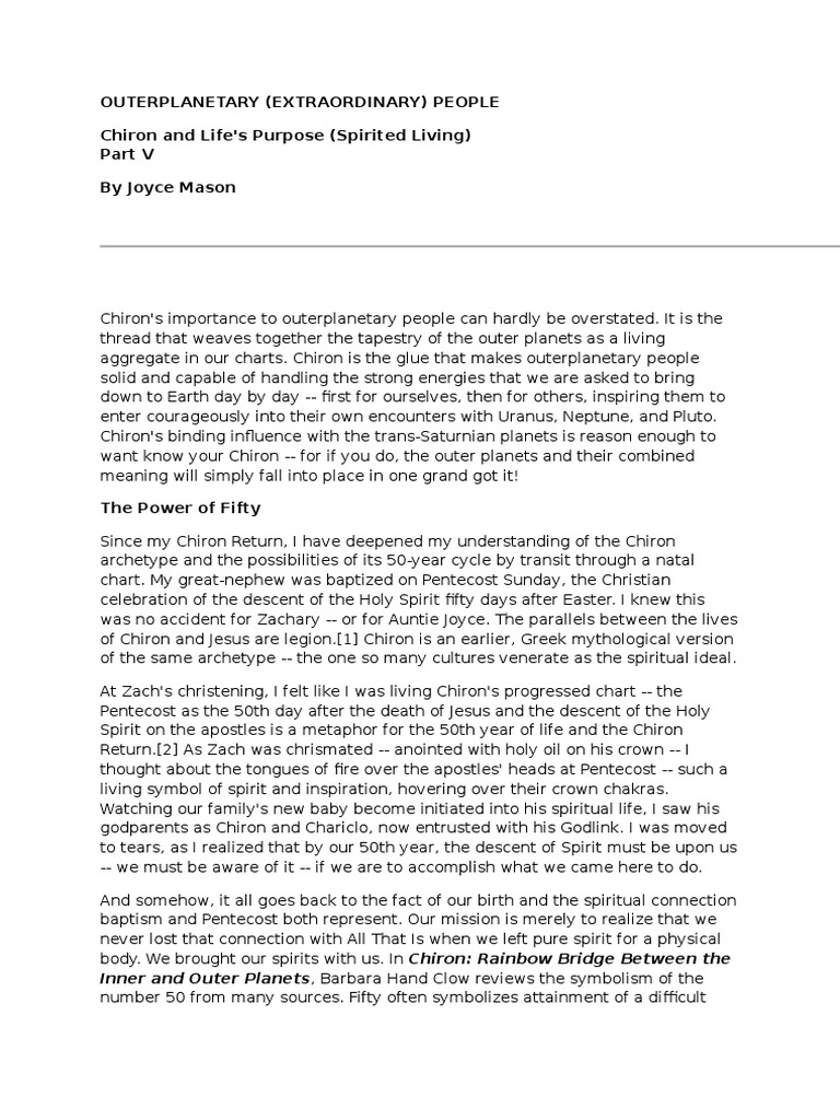 Outerplanetary Chiron | PDF | Prometheus | Planets In Astrology