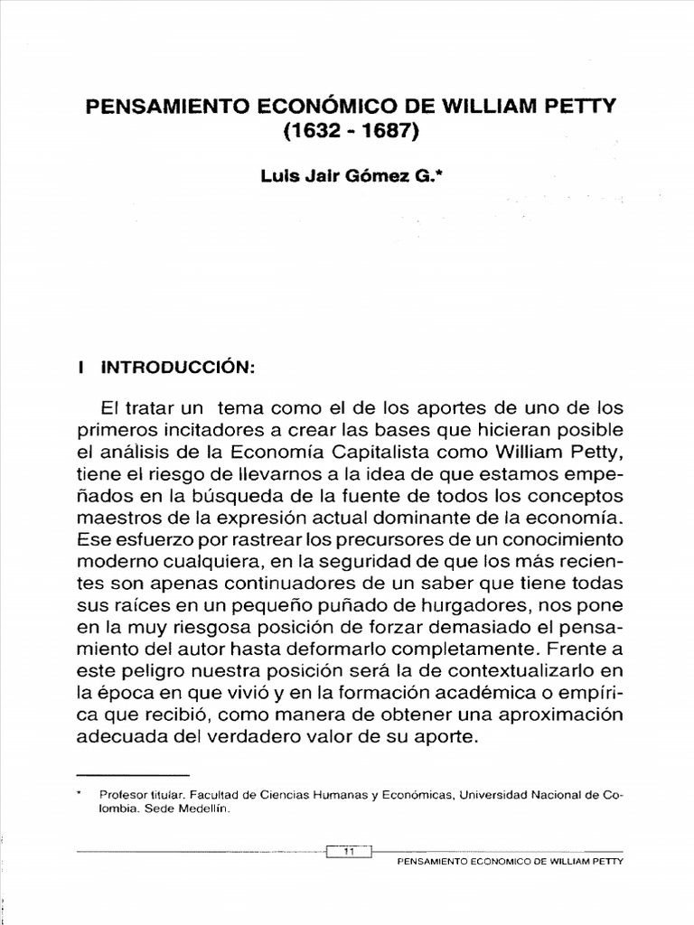 Aportes Económicos de William Petty | PDF | Historia del pensamiento ...