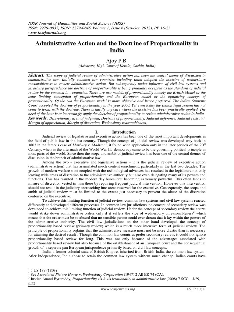 Doctrine of Proportionality | PDF | Supreme Courts | Judicial Review