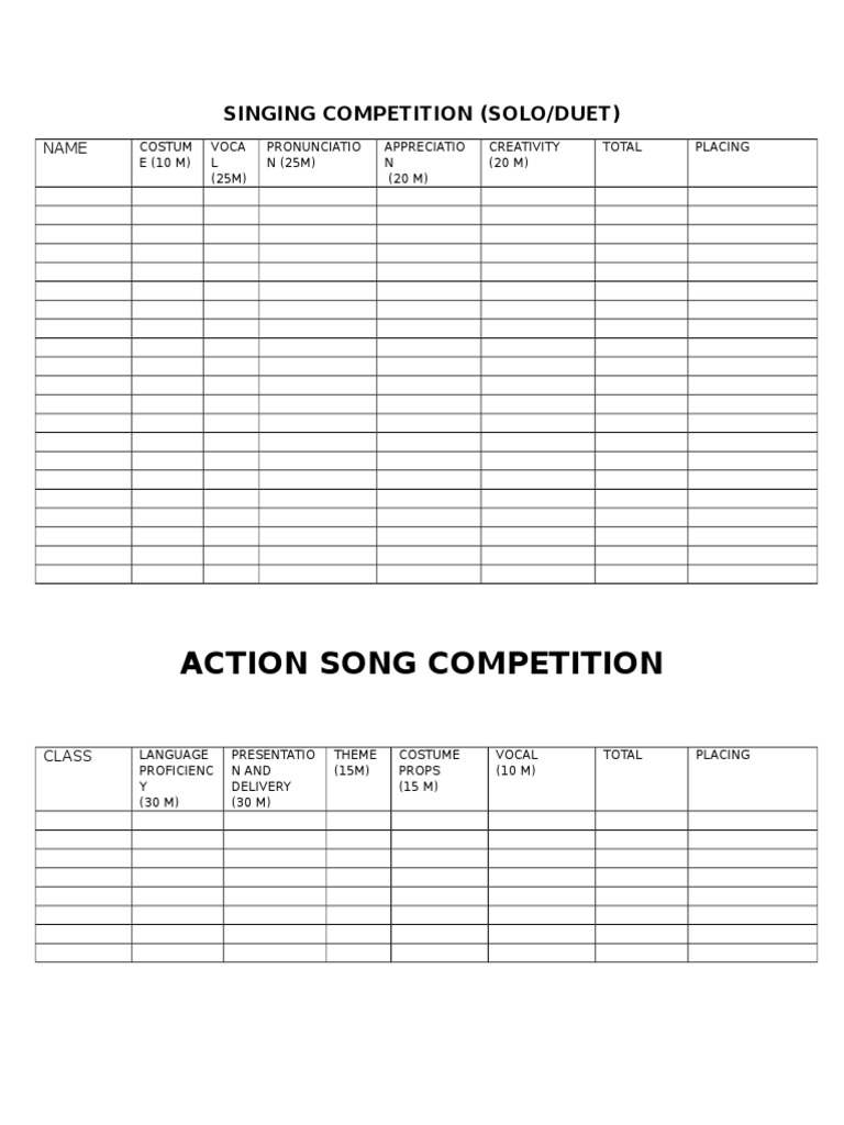Student Singing & Action Song Contest | PDF | Art