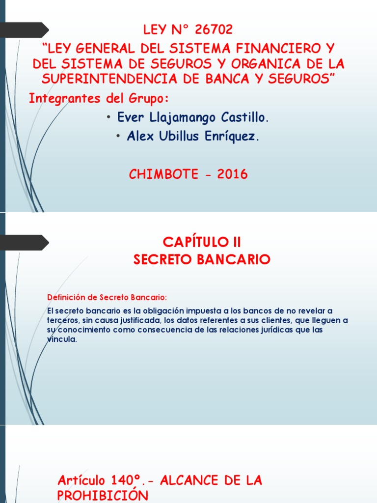 Ley 26702 PDF | PDF | Sistema financiero | Secreto bancario