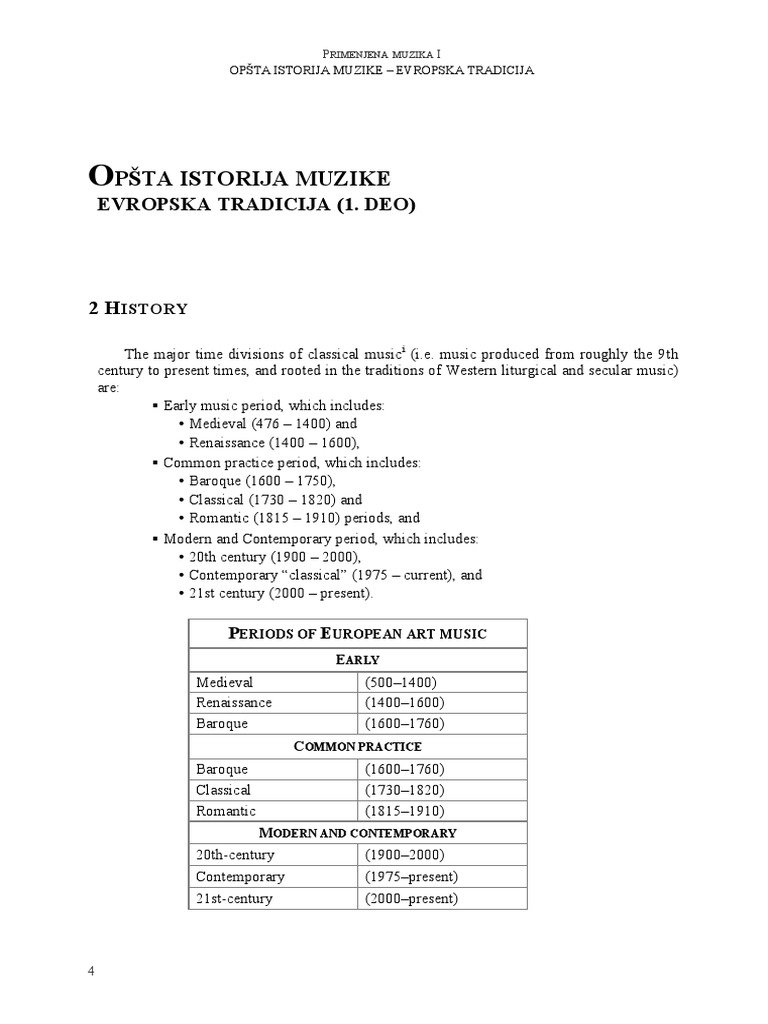 Os Pm1 Opsta Istorija Muzike | PDF | Classical Period (Music) | Baroque Music
