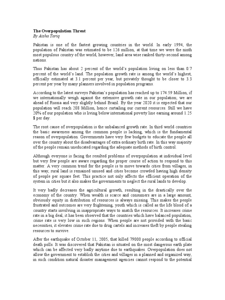Overpopulation Pdf Human Overpopulation Poverty