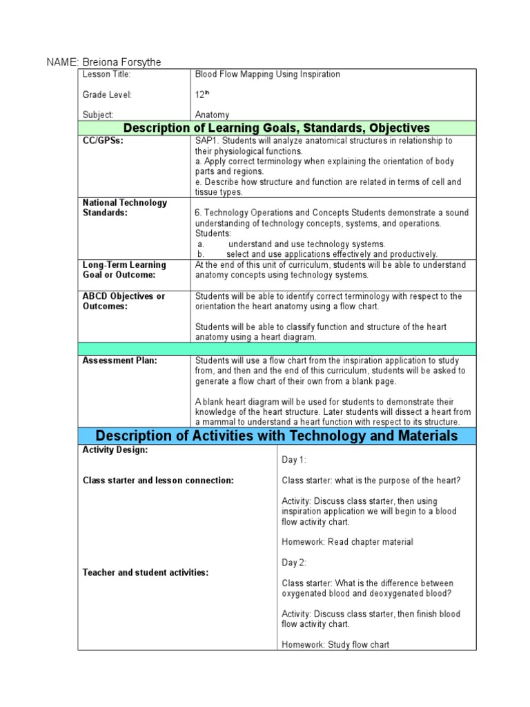 A 5 | PDF | Lesson Plan | Anatomy