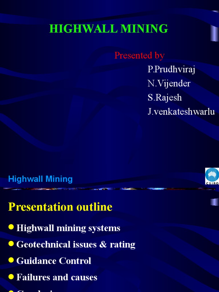 Highwall Mining 1 | PDF | Coal Mining | Surface Mining
