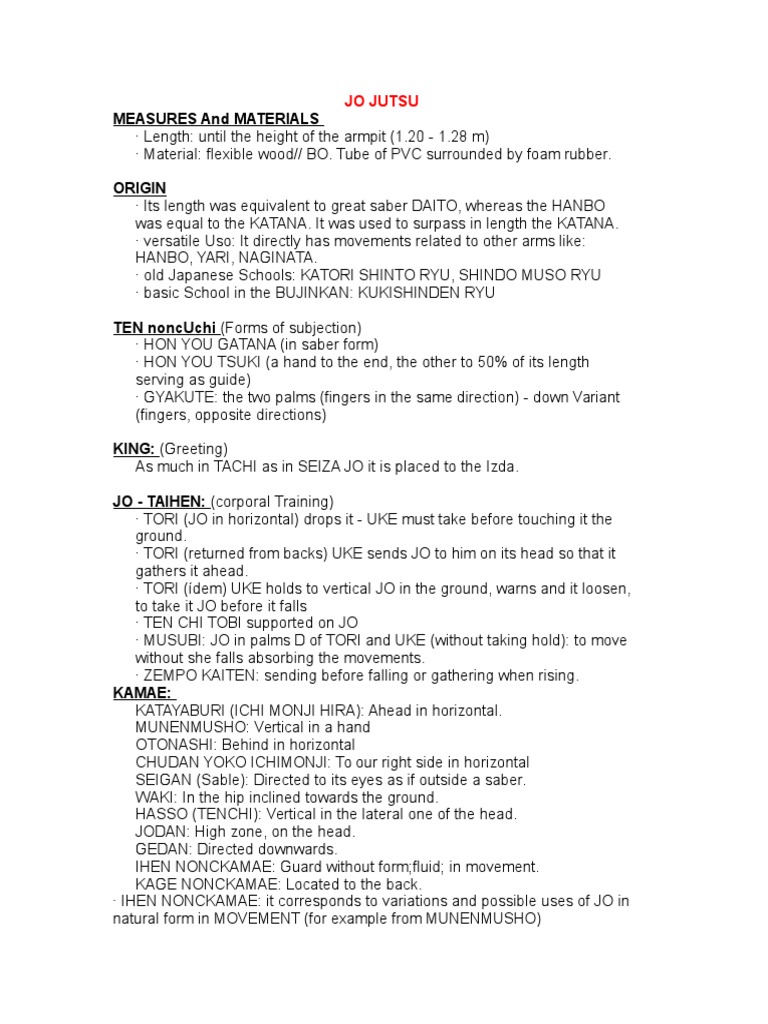 JO JUTSU KukishindenRyu - Esen | PDF | Combat Sports | East Asian Martial Arts