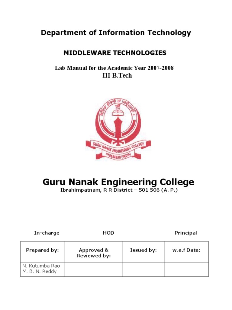 MiddleWare Technology - Lab Manual JWFILES | PDF | C Sharp (Programming ...