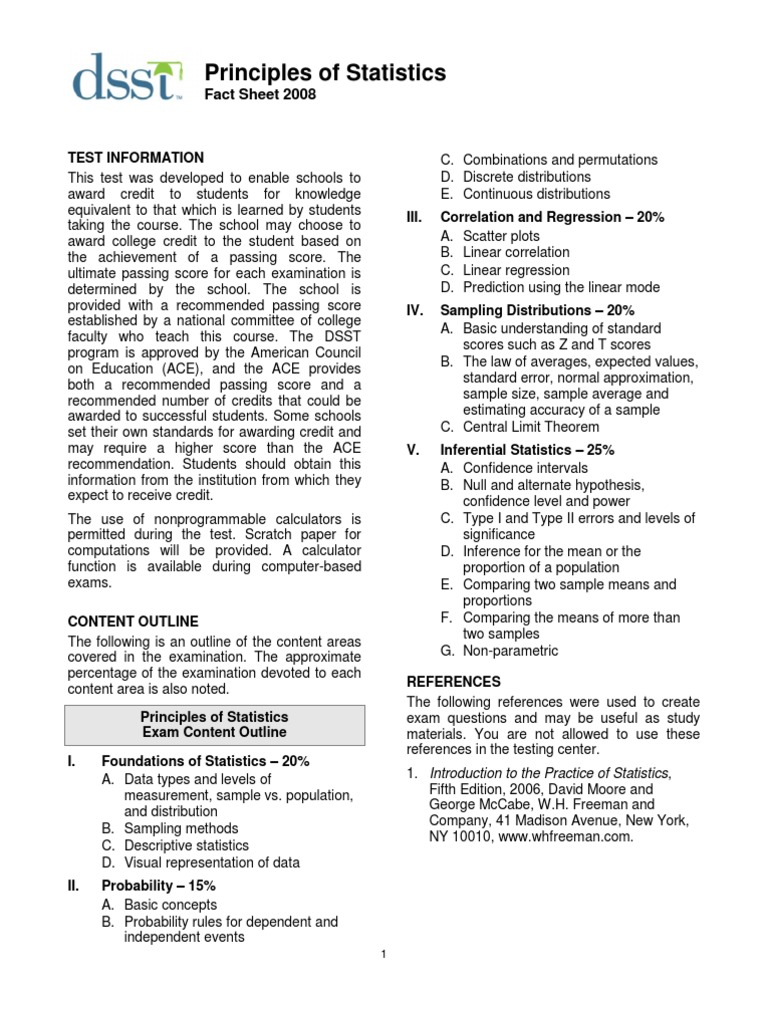 Statistics DSST | PDF | Statistical Hypothesis Testing | Statistics