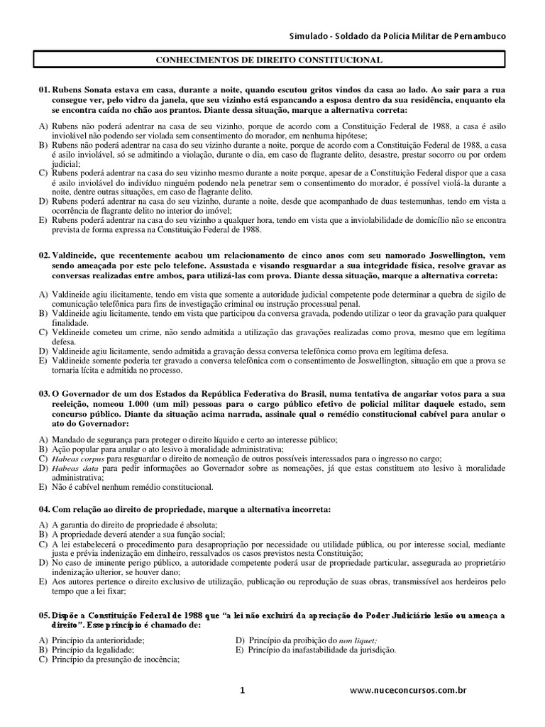 Simulado Nuce | PDF | Nacionalidade | Governo