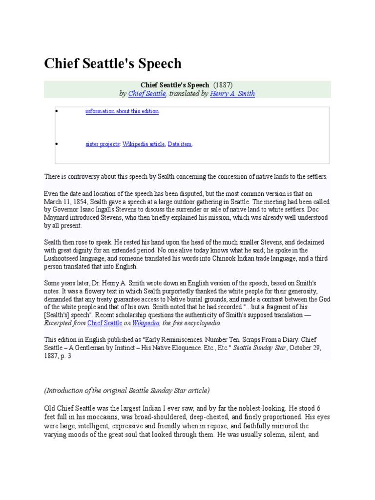 Chief Seattle's Speech .... | PDF