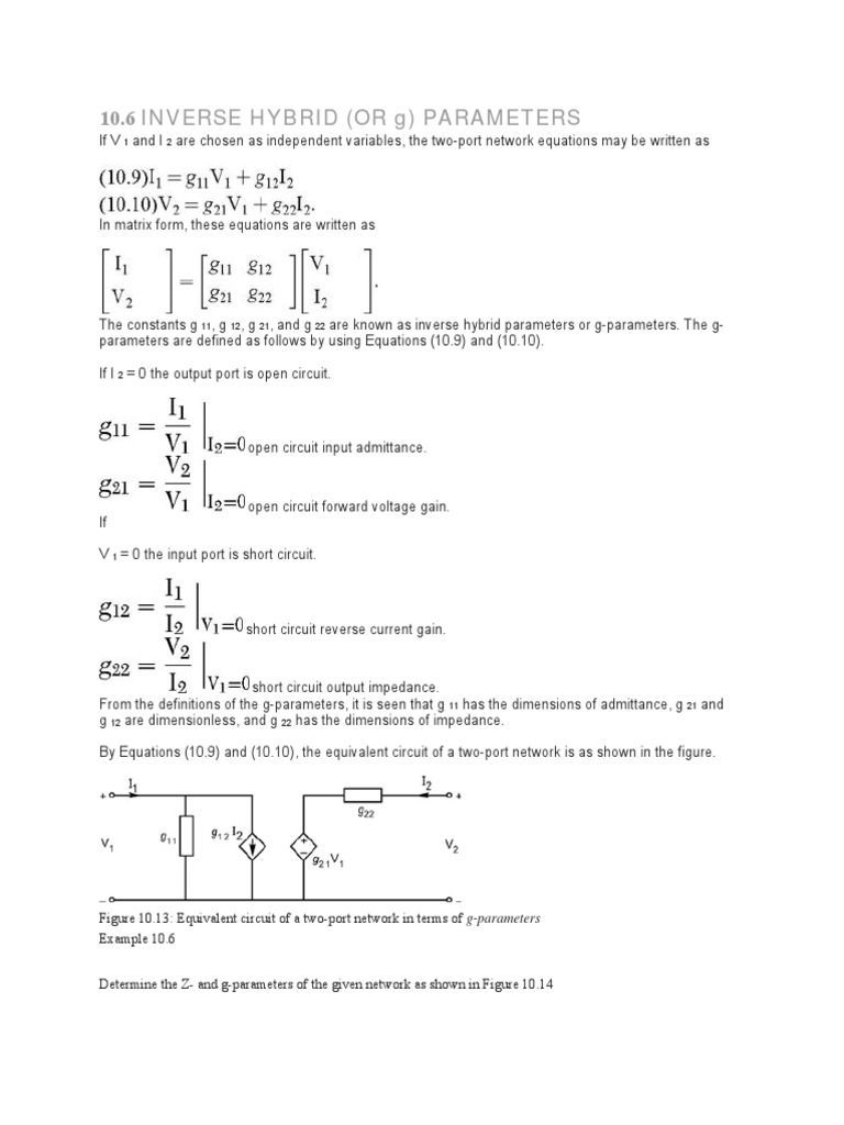 Inverse Hybrid Parameters of Two-Port Network | PDF | Science & Mathematics