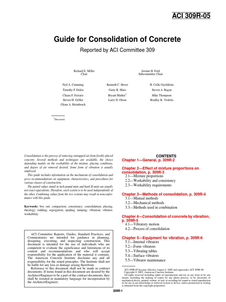 ACI 309R-05 - Guide For Consolidation of Concrete | PDF | Concrete ...