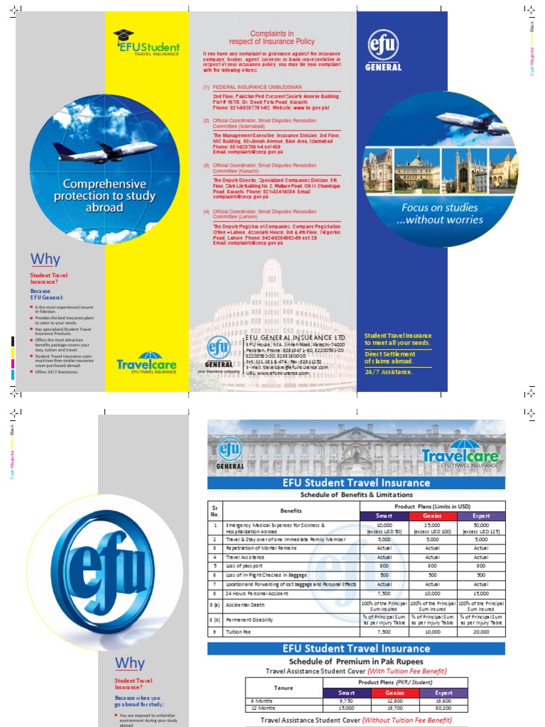EFU Gen Student Travel | PDF | Fee | Insurance