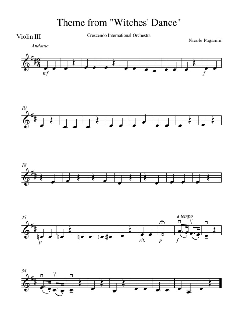 Witches' Dance Theme for Violin | PDF