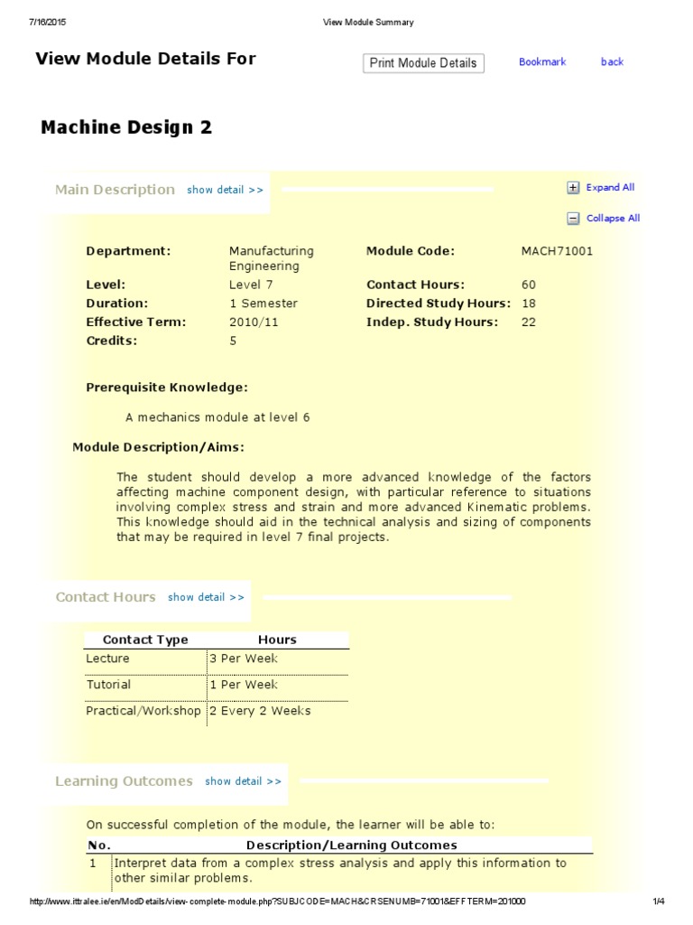 Machine Design 2: View Module Details For | PDF | Business | Computers