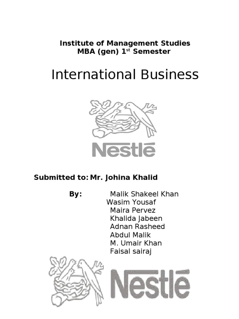 Nestle Final Project Report | PDF | Nestlé | Breastfeeding
