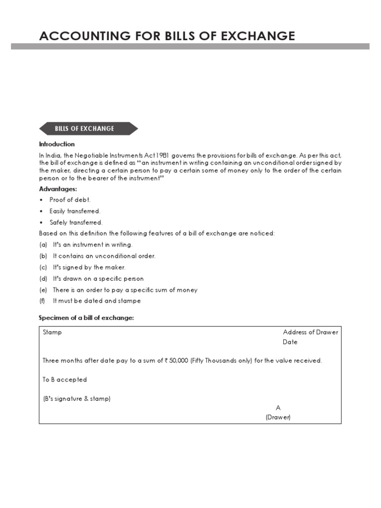 Bill of Exchange Full Chapter | PDF | Negotiable Instrument ...