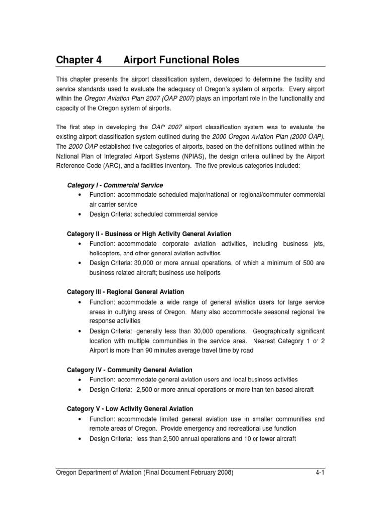 Chapter 4 - Airport Functional Roles | PDF | Runway | Airport