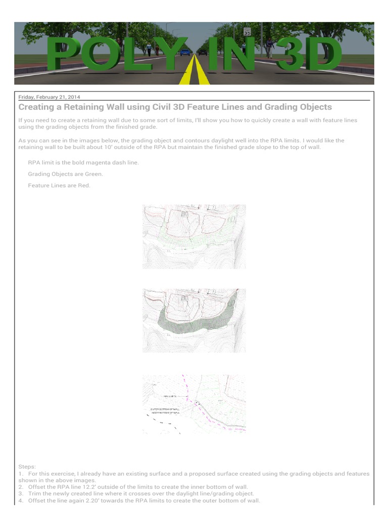 Creating A Retaining Wall Using Civil 3D Feature Lines and Grading Objects | PDF | Software ...